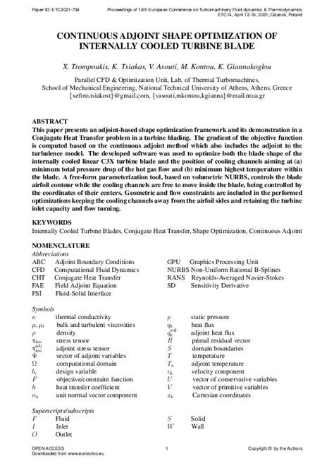 pdf continuous adjoint shape optimization of internally cooled