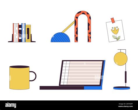 Domestic Life Details 2d Linear Cartoon Objects Set Stock Vector Image And Art Alamy