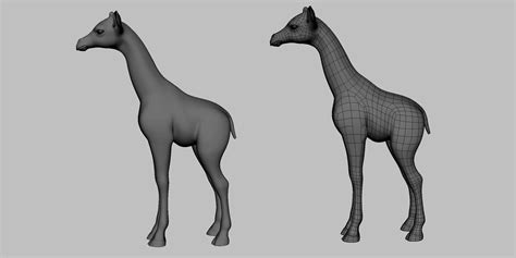 Baby Giraffe Topology UV Map FlippedNormals