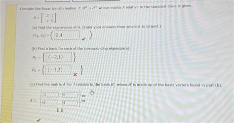 Solved Consider The Linear Transformation T Rn→rn Whose