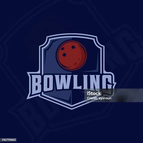 볼링 스포츠 상징 로고 벡터 일러스트 레이 션 템플릿 아이콘 그래픽 디자인 방패 배지 개념과 토너먼트 리그에 대한 클럽 또는 팀의 볼 사인 또는 기호 Championship