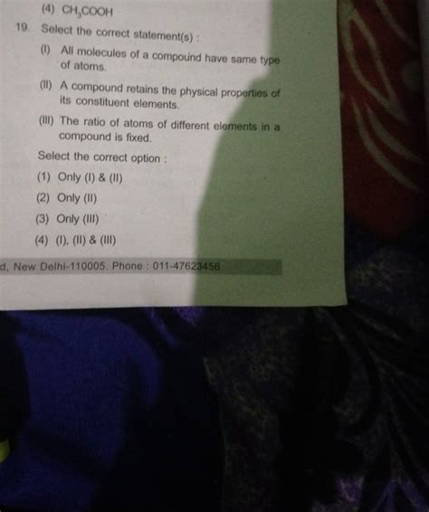 select the correct statement s i all molecules of a compound have sa
