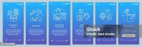 모바일 앱 페이지 화면 벡터 템플릿을 온보딩하는 크루즈 시설 개념에 대한 스톡 벡터 아트 및 기타 이미지 개념 건강 진단
