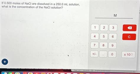 Solved If Moles Of NaCl Are Dissolved In A ML Chegg