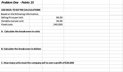 Solved Problem One Points USE EXCEL TO DO THE Chegg Com