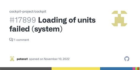Loading Of Units Failed System Issue Cockpit Project Cockpit GitHub