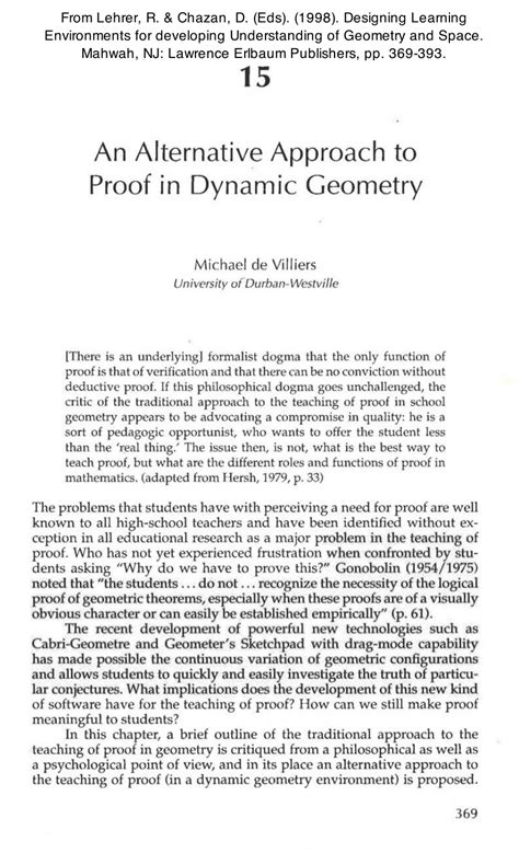 Pdf An Alternative Approach To Proof In Dynamic Geometry