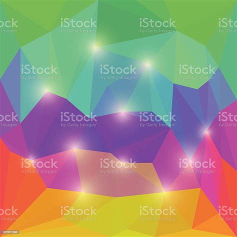 Bright Colored Abstract Polygonal Triangular Background With Lights Stock Illustration