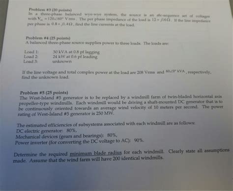 solved problem 3 20 points in a three phase balanced