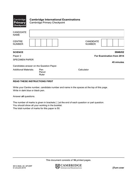 Igcse Checkpoint Year 6 Science Paper 2 Pdf Seed Earth