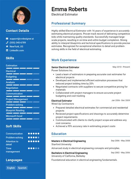 Electrical Estimator Cv Example For 2024 Top Tips And Samples