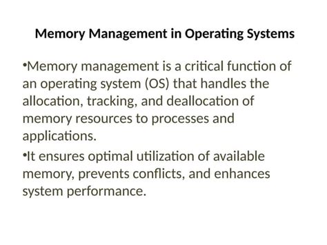 Memory Management In Operating Systems Ppt Pptx