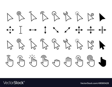 Pointer Cursor Computer Mouse Click Arrow Icons Vector Image