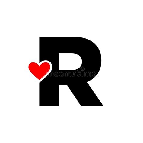 Letter R With Red Heart Monogram R Letter Icon With Love Stock Vector Illustration Of