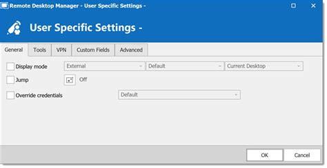 User Specific Settings Runas Devolutions Documentation