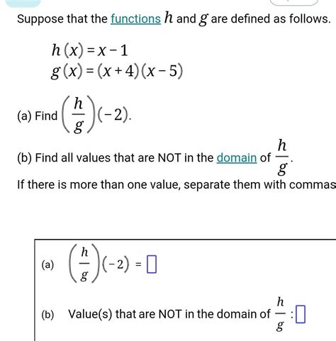 solved suppose that the functions h and g are defined as