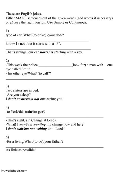 5 Jokes Worksheet Live Worksheets