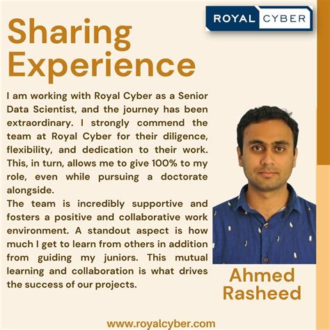 Royal Cyber Asia On Linkedin Royalcyber Datascience Careerjourney Employeespotlight