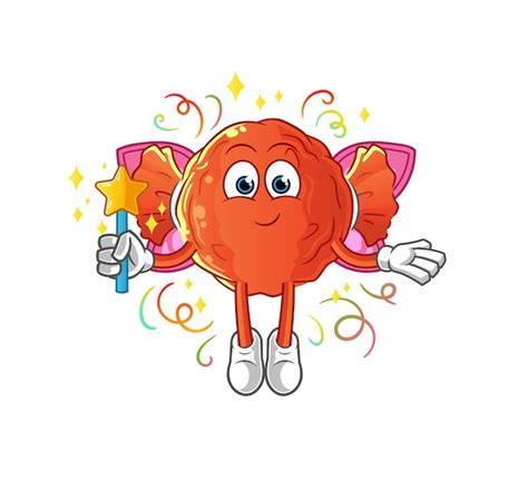 Premium Vector Wrapped Candy Fairy With Wings And Stick Cartoon Mascot Vector