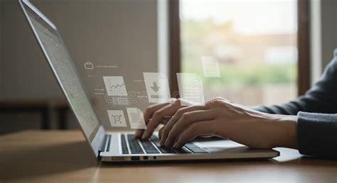 Data Downloading And Management Secure Online File Access And Transfer On Laptop Stock Illustration