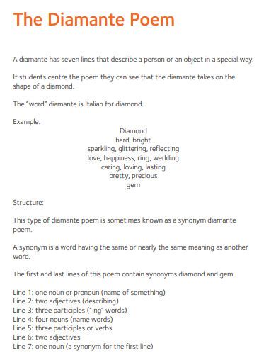 29 Diamante Poem Examples To Download