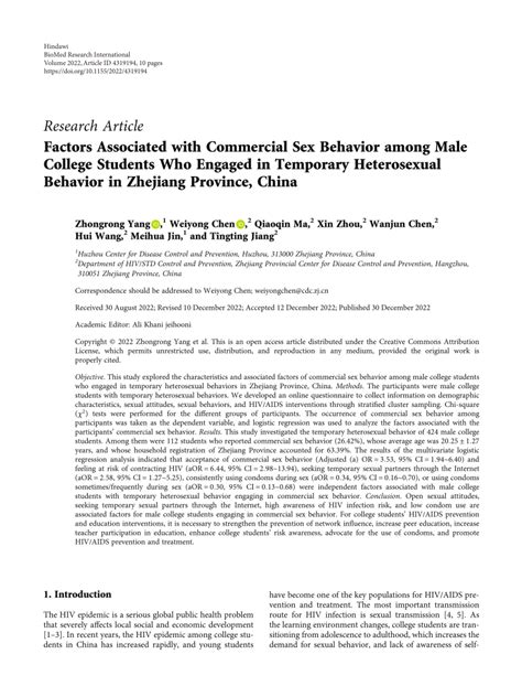 Pdf Factors Associated With Commercial Sex Behavior Among Male