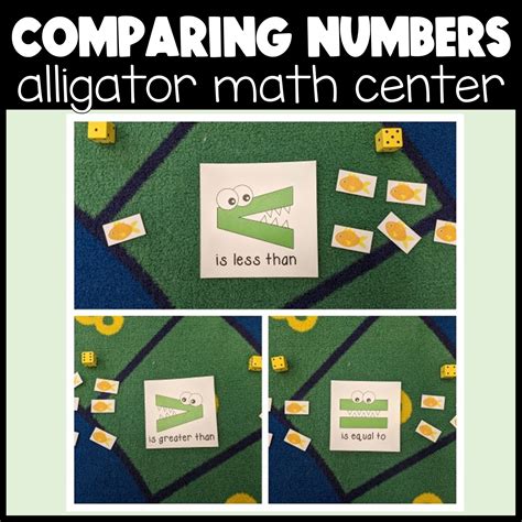comparing numbers craft and math center or station alligator symbols