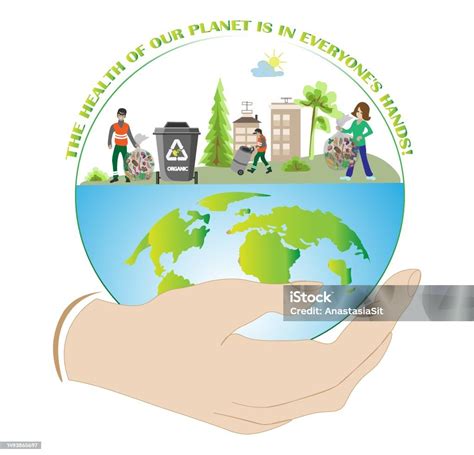 환경 친화적 인 사람들 쓰레기 수집기 쓰레기를 가진 남자 사람들은 쓰레기를 종류별로 분류하여 재활용을 위해 용기에 넣습니다 생태 개념입니다 가공의 인물에 대한 스톡 벡터