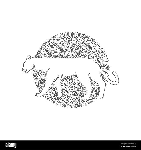 Single Swirl Continuous Line Drawing Abstract Art Ferocious Panther