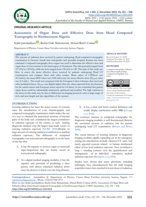 Pdf Assessment Of Organ Dose And Effective Dose From Head Computed Tomography In Northwestern