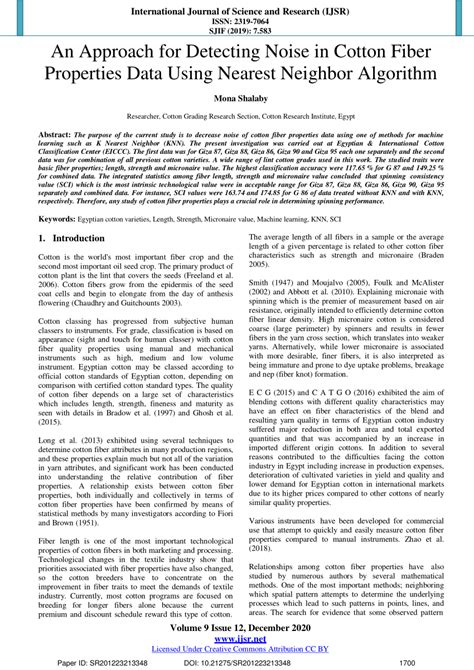 Pdf An Approach For Detecting Noise In Cotton Fiber Properties Data