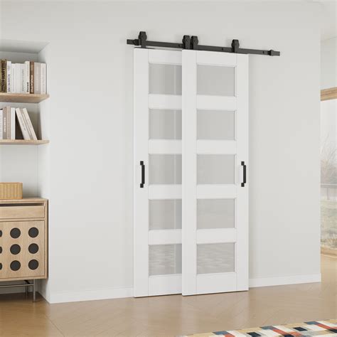 Ark Design Ensemble De Portes De Grange Coulissantes 5 Pièces Avec Noyau En Verre Et 5 Pièces