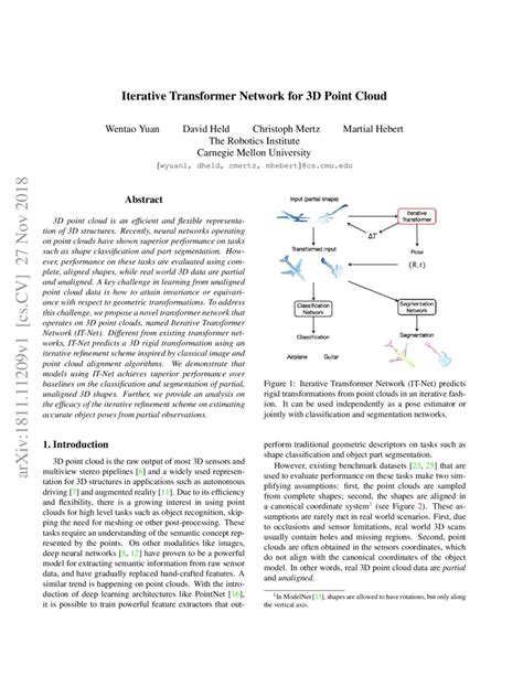 Iterative Transformer Network For 3d Point Cloud Deepai
