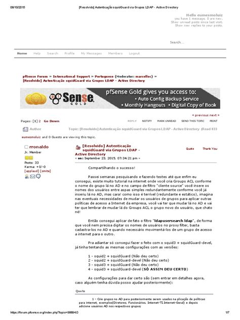 Autenticação Squidguard Via Grupos Ldap Active Directory Pdf Diretório Ativo Serviço De Rede