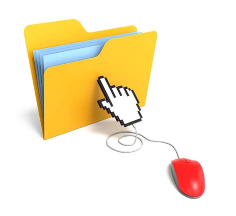 Premium Photo Yellow Folder Connected To Mouse With Hand Cursor 3d Rendering