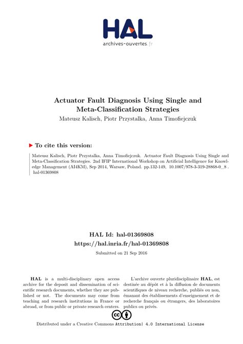 Pdf Actuator Fault Diagnosis Using Single And Meta Classification