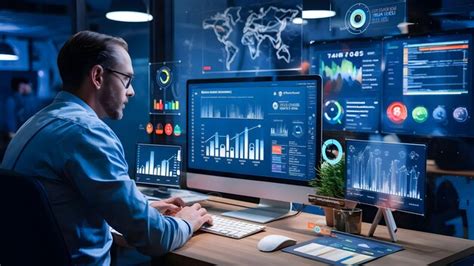 Premium Photo An Analyst Uses A Computer And Dashboard For Data
