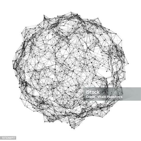 구는 점과 선으로 구성됩니다 네트워크 연결 구조입니다 빅 데이터 시각화 3d 렌더링 흰색 배경에 대한 스톡 벡터 아트 및 기타
