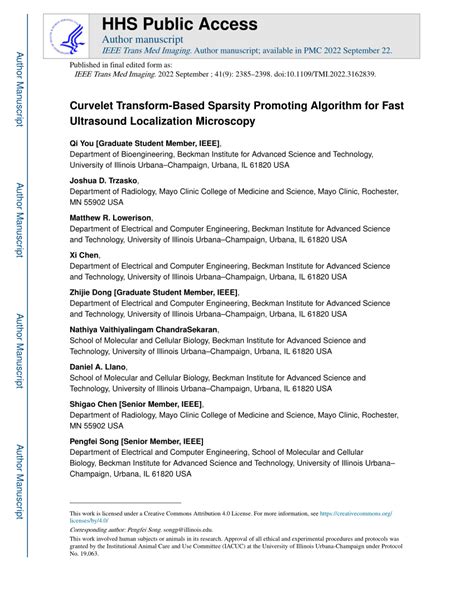Pdf Curvelet Transform Based Sparsity Promoting Algorithm For Fast Ultrasound Localization