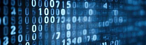 Blue Digital Binary Data On Computer Screen With Bokeh Abstract
