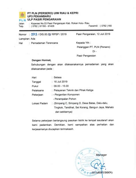 Besok Ulp Pln Rohul Lakukan Pemadaman Listrik Riausmart Com