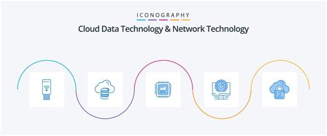 Cloud Data Technology And Network Technology Blue 5 Icon Pack Including Network Location Cpu