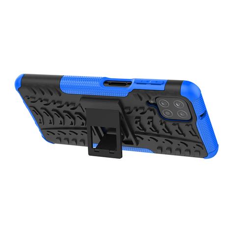 SDTEK Case For Samsung Galaxy A12 Rugged Amour Phone Cover With Stand Blue