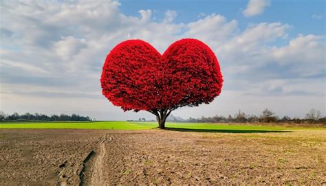 Premium AI Image A Tree With A Heart Shape In The Middle Of A Field