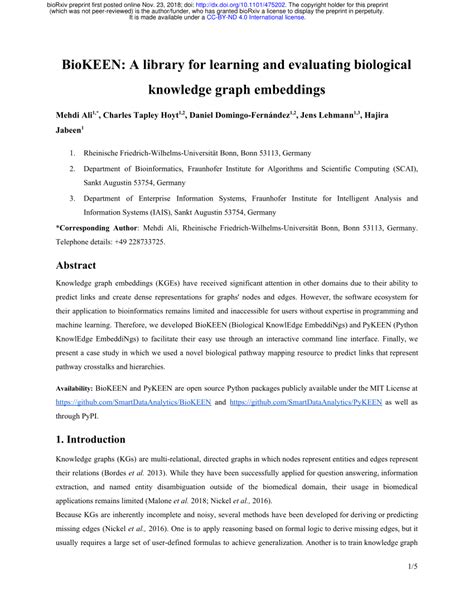 Pdf Biokeen A Library For Learning And Evaluating Biological