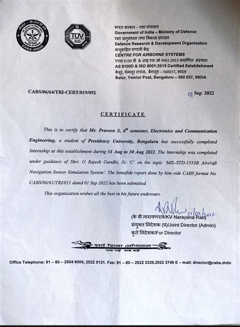 Praveen S On Linkedin I Had Successfully Completed My 1 Month Internship In Defence Research And