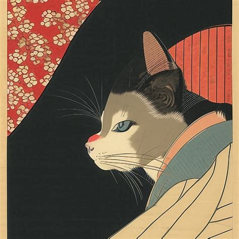 3 Prints Ukiyo E Cat Japanese Art Asian Wall Art Printable Art