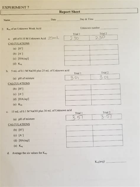 solved experiment 7 report sheet name date dayand time unknown
