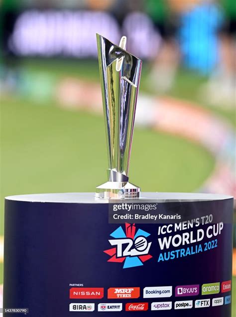 The Icc Mens T20 World Cup Trophy Is Seen During The Icc Mens T20