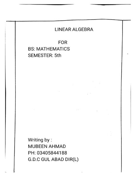 Linear Algebra Notes Pdf Linear Algebra Notes Pdf